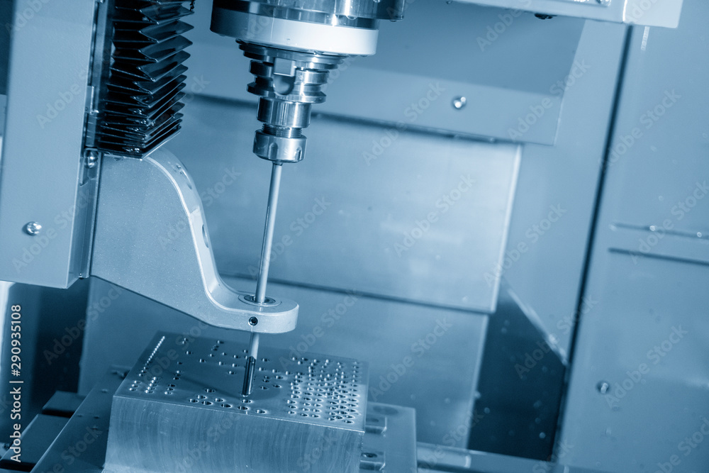 The operation of gun-drill machine while drilling the water channel at ...