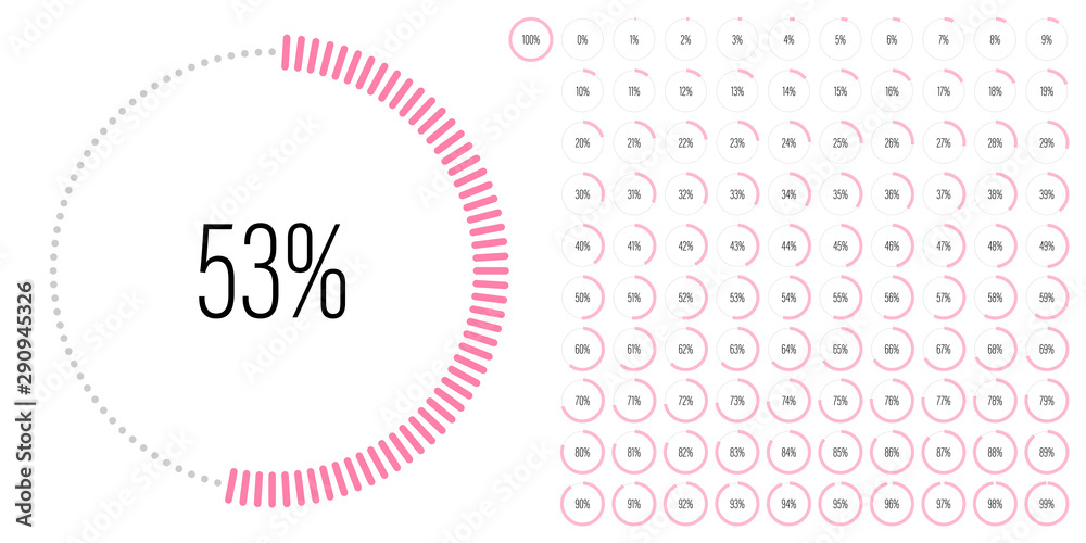 Set of circle percentage diagrams meters from 0 to 100 ready-to-use for ...