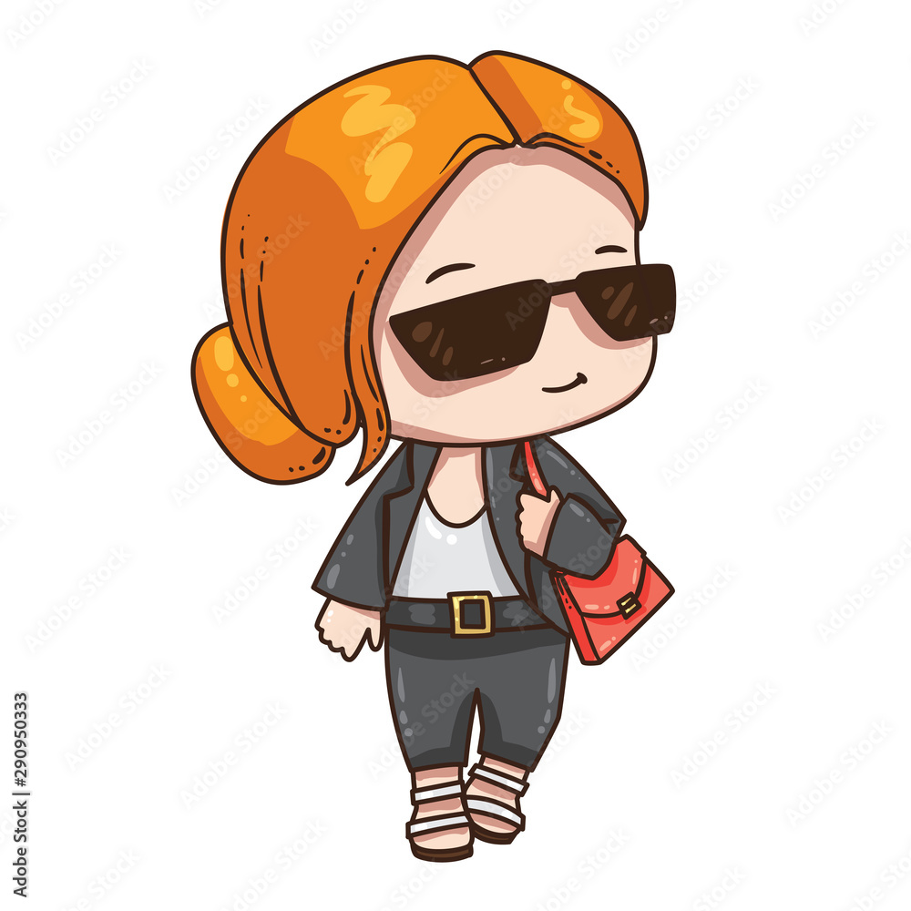 Vector illustration of business girl, secretary or teacher in formal ...