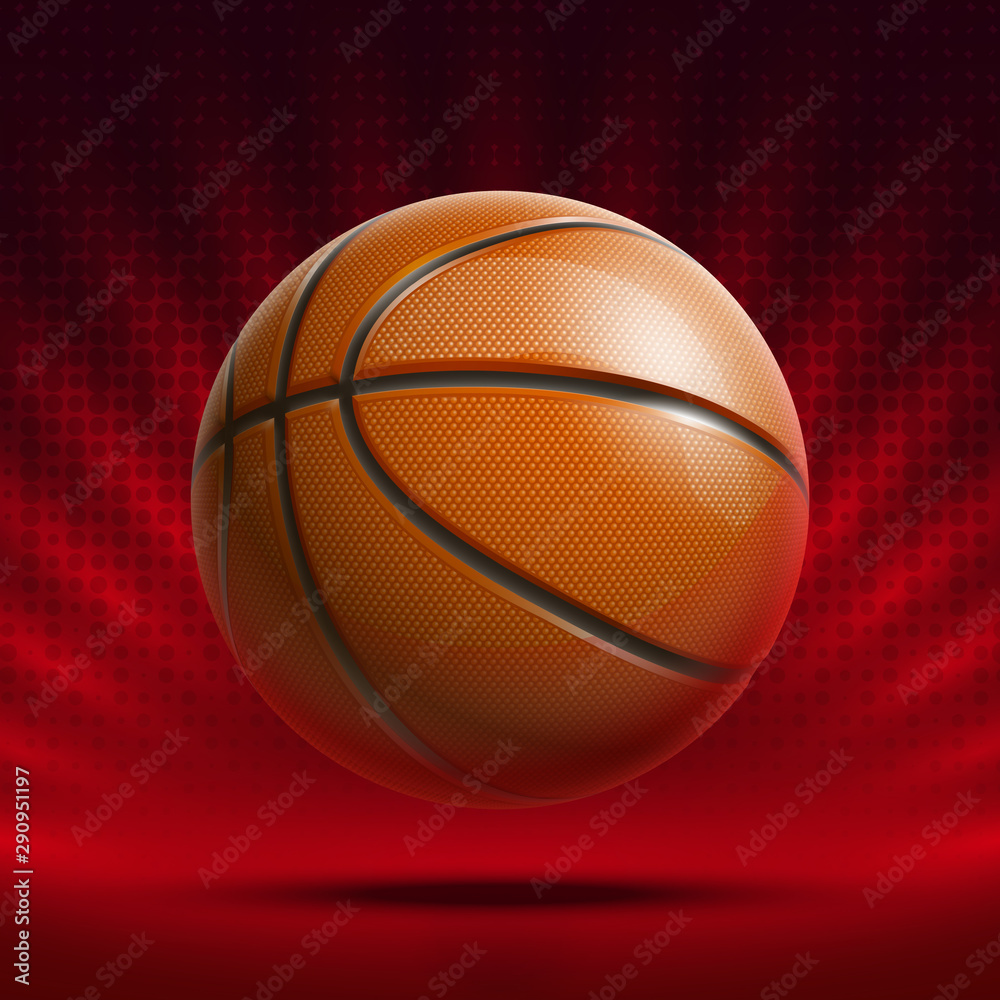 Basketball modern sports poster design banner with 3d realistic shiny ...