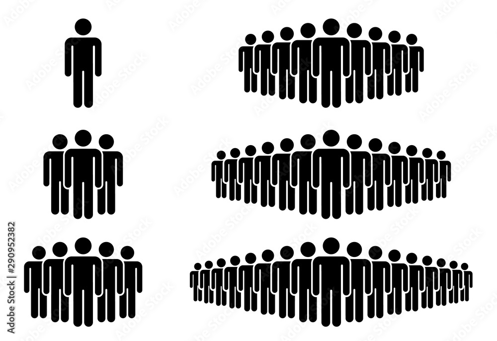 Group of People. People Figure Pictogram Icons. Crowd signs. Stock ...