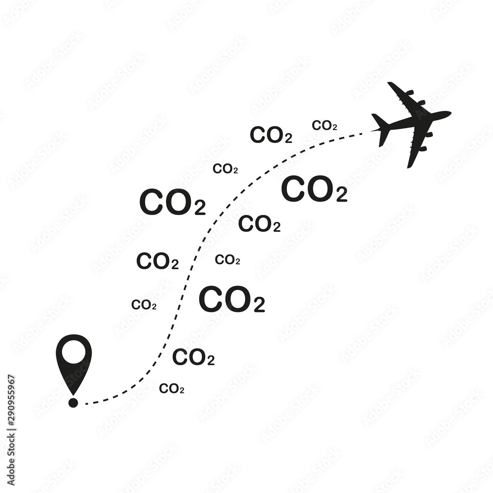 plane destination co2 air pollution vector illustration EPS10 Stock ...