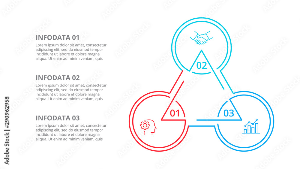 Triangle divided into 3 parts, steps or options. Simple vector ...