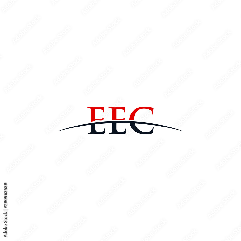 Initial letter EEC, overlapping movement swoosh horizon logo company ...