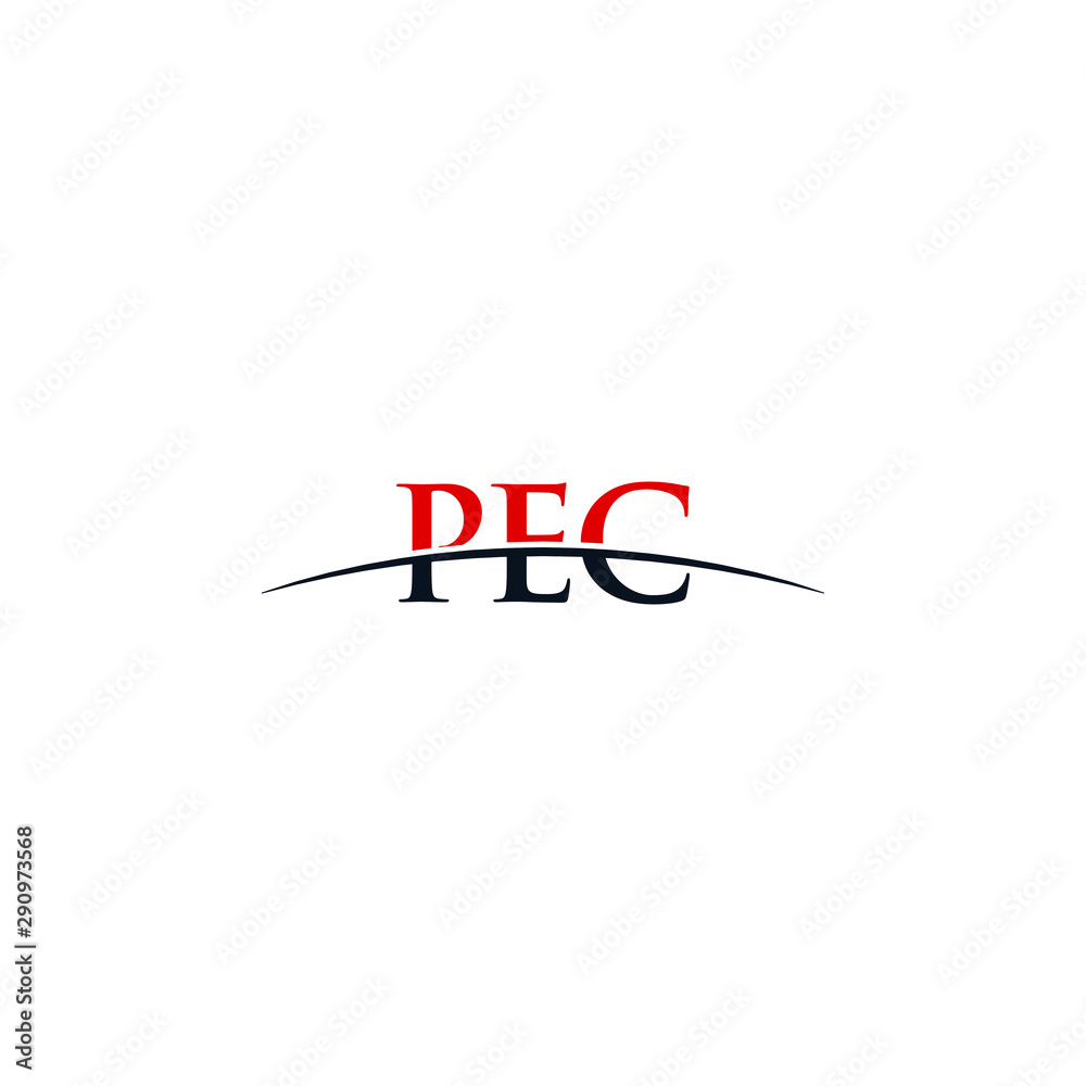 Initial letter PEC, overlapping movement swoosh horizon logo company ...