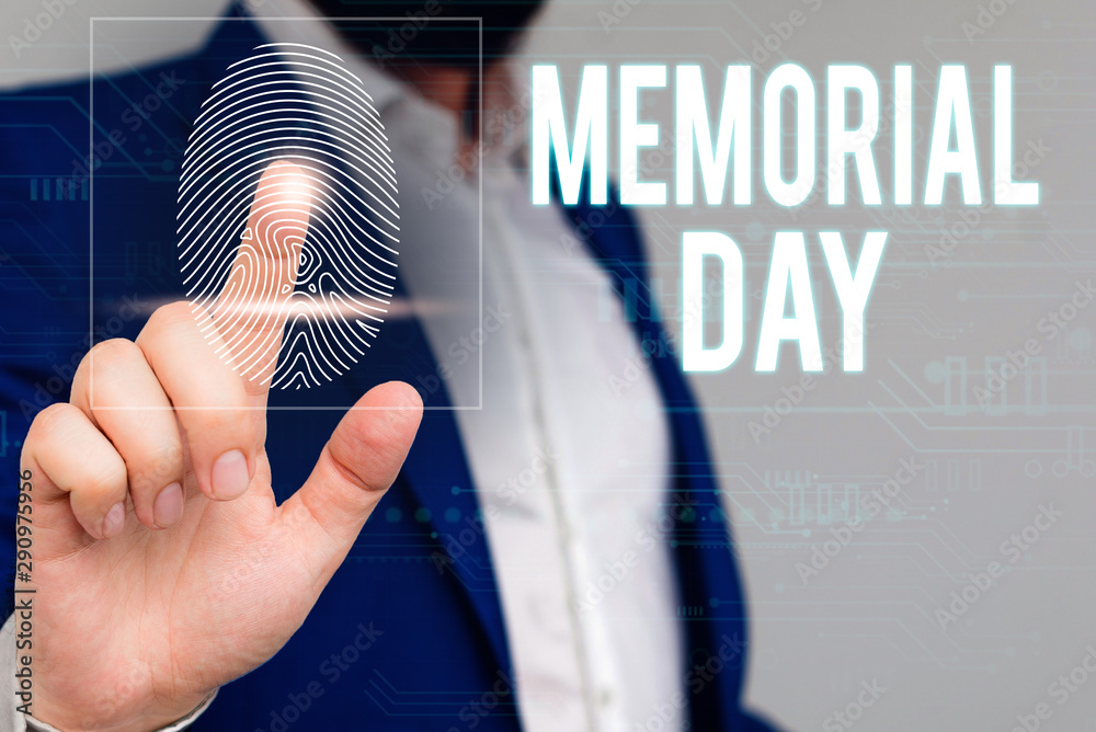 Writing note showing Memorial Day. Business concept for To honor and ...