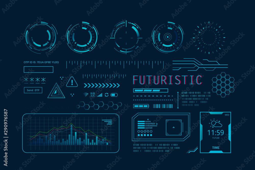 Futuristic HUD Ui for app. User interface HUD and Infographic elements ...