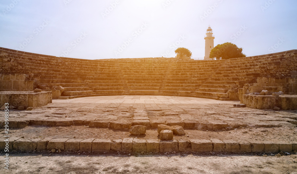 Ancient Odeon amphitheatre in Paphos Archaeological Park (Kato Pafos ...