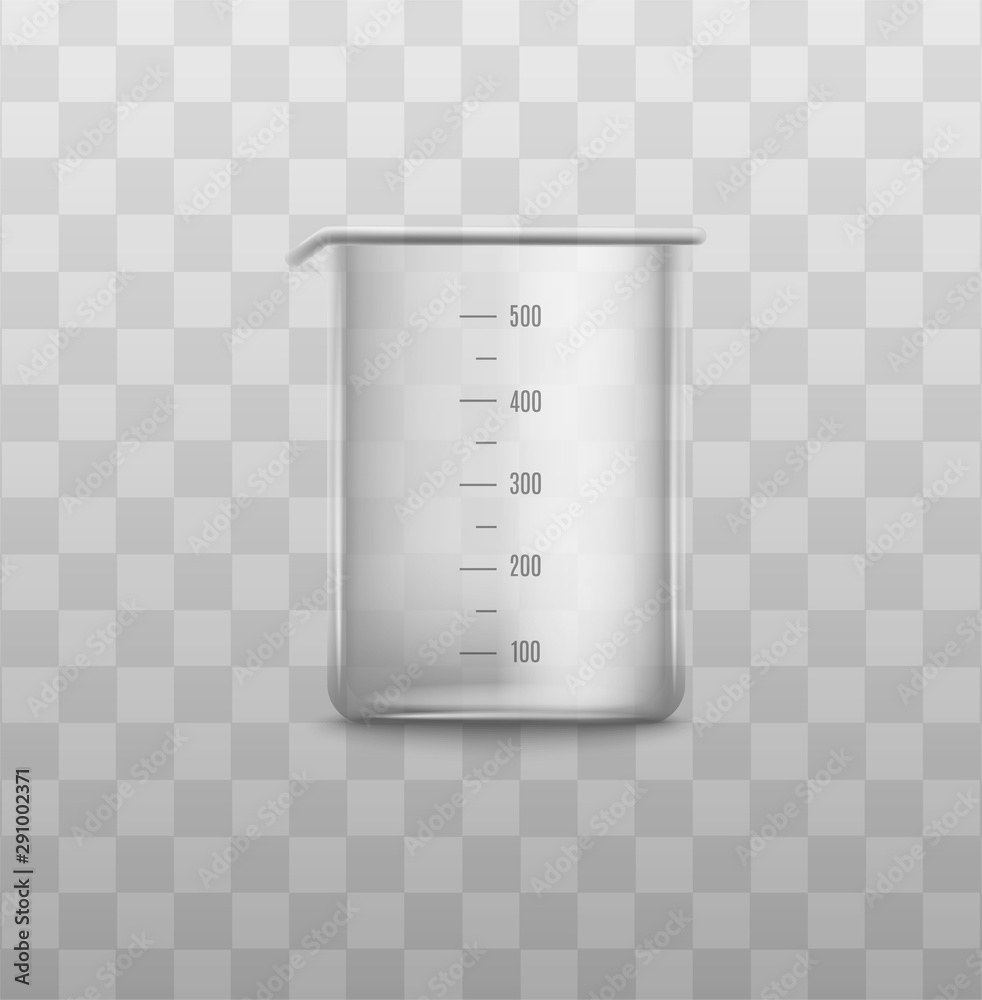 Empty glass measuring cup with number scales isolated on transparent ...