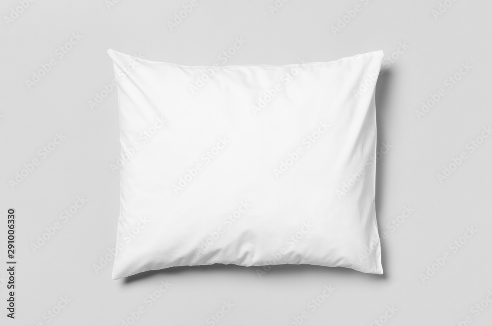 White blank pillowcase mockup. Grey background. Stock Photo | Adobe Stock