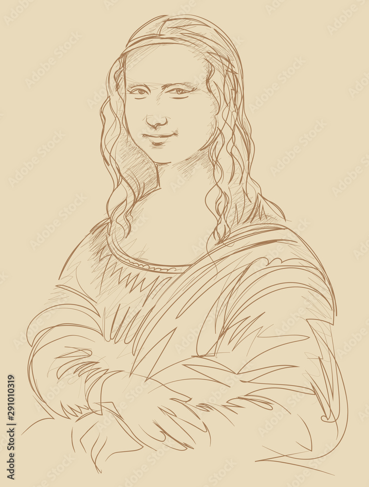 Poster Leonardo da Vinci Mona Lisa portrait vector illustration – Wall ...