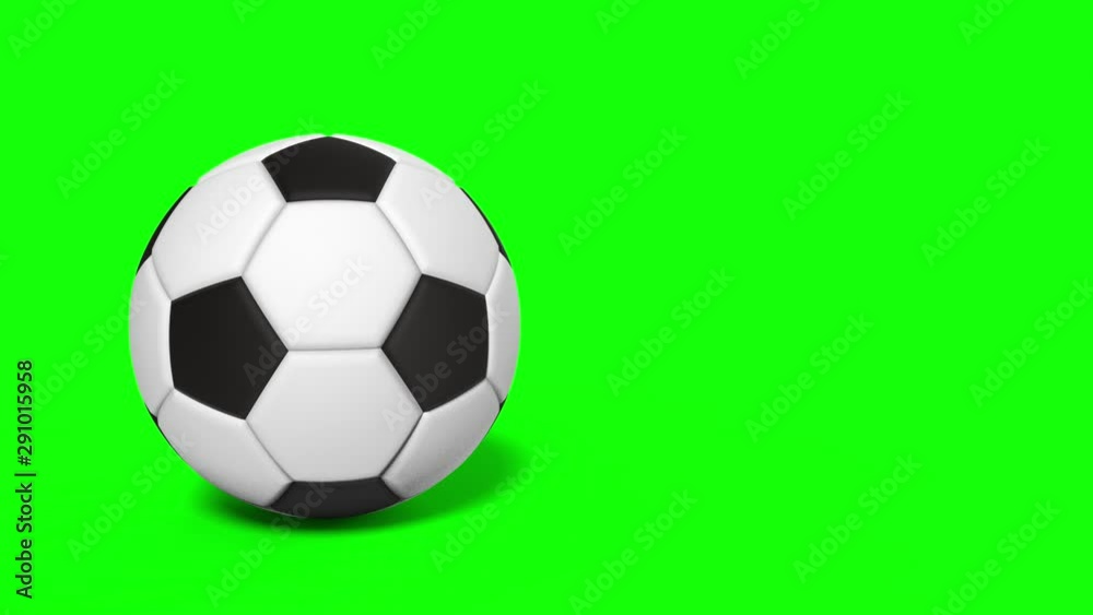 Stockvideon Realistic soccer ball spinning in center of green screen ...