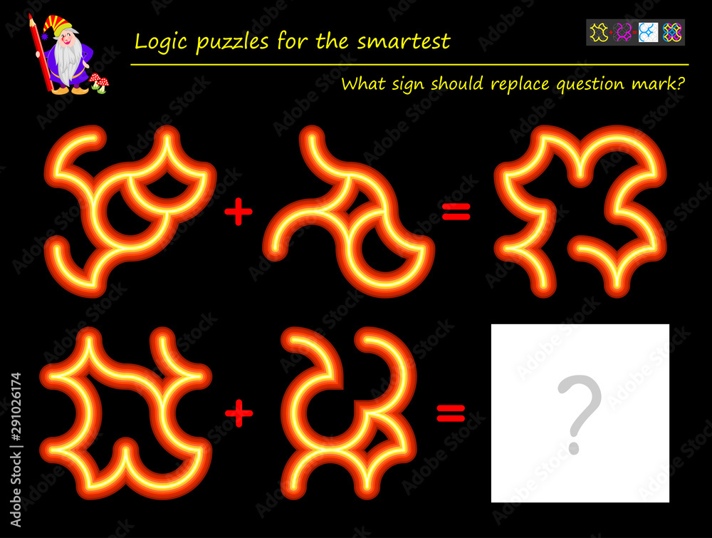 Mathematical logic puzzle game for children and adults. What sign ...