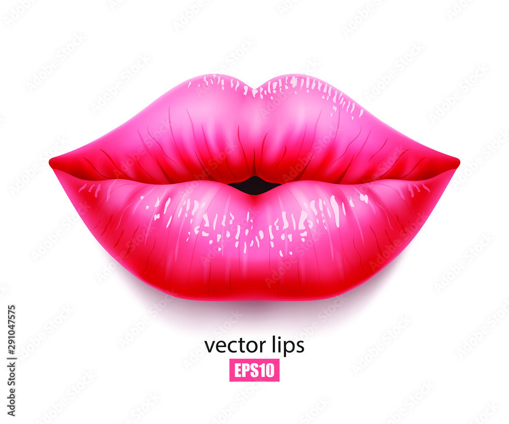 Sexy Female Lips Isolated On White Background Air Kiss Beautiful Lips