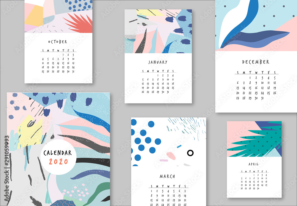 Calendar Layout with Floral Elements Stock Template | Adobe Stock