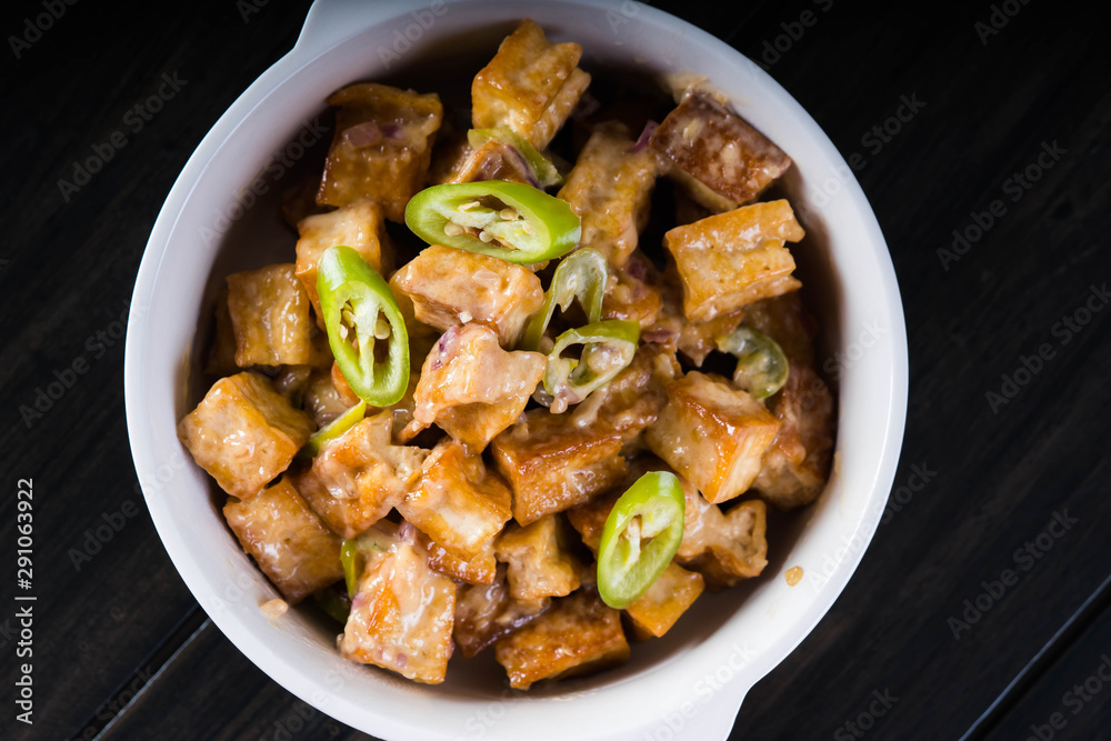 tofu sisig, a well known dish for vegetarians in the Philippines Stock ...
