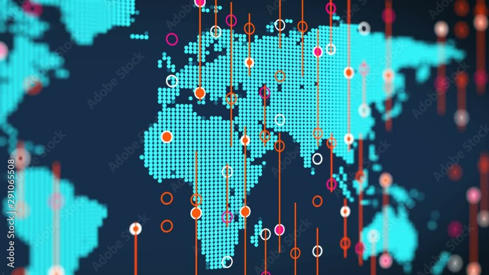 Europe digital schematic blue map rotation with business stock candle ...