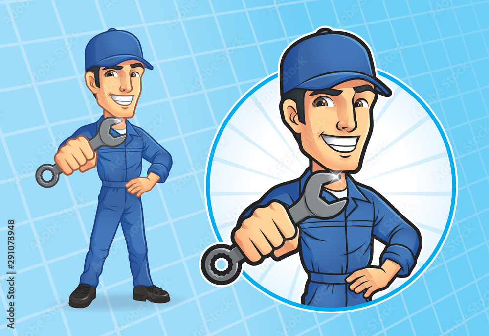 Cartoon Mechanic Character Stock Vector | Adobe Stock