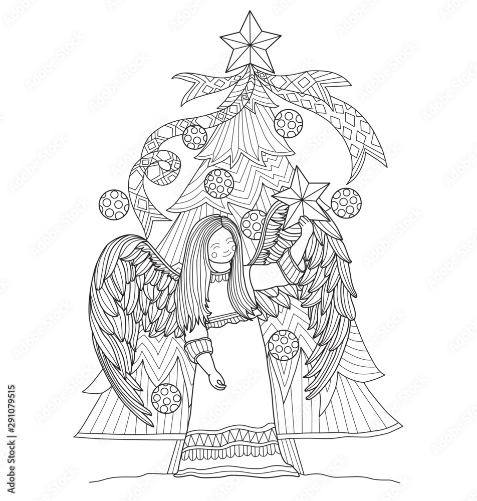 Christmas Angel Coloring Pages For Adults