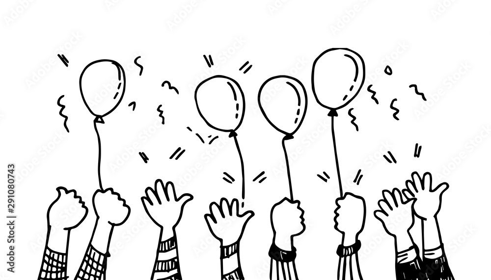 hand drawn of Hands clapping. applause. hands up gestures. design ...