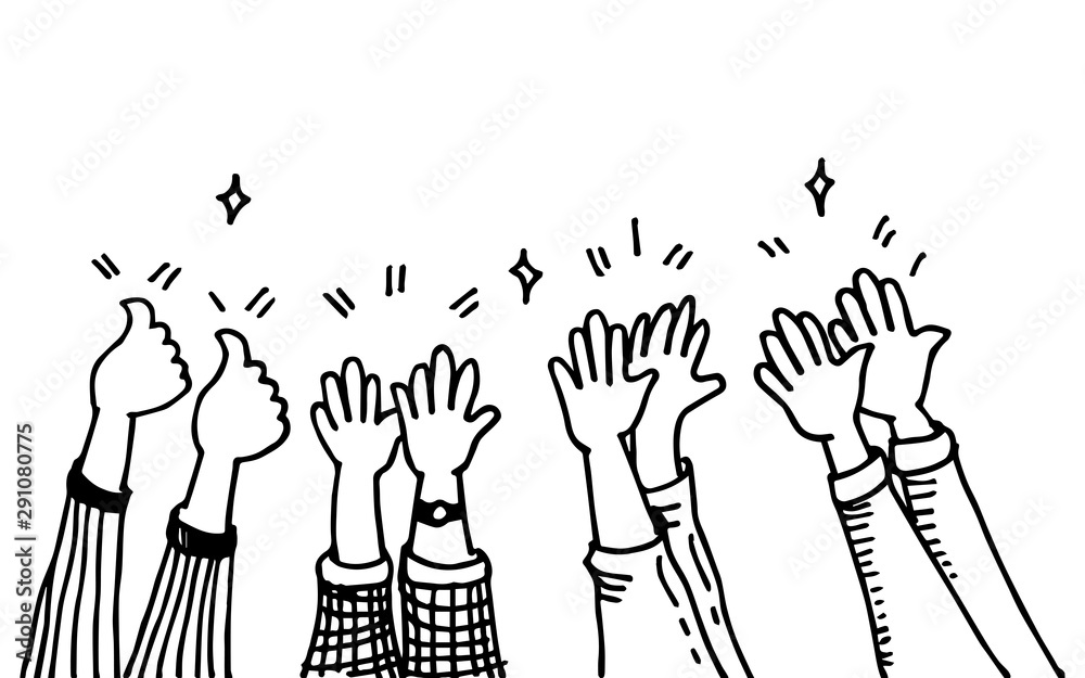 Hands clapping. applause and thumbs up gestures. congratulation ...