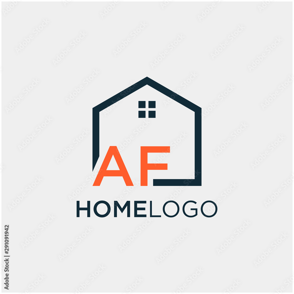 letter AF Line House Real Estate Logo. home initial A and F concept ...
