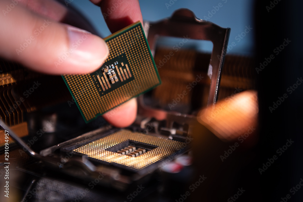 Computer engineer maintenance computer CPU hardware upgrade of ...