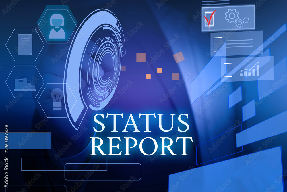 Writing note showing Status Report. Business concept for Update Summary ...