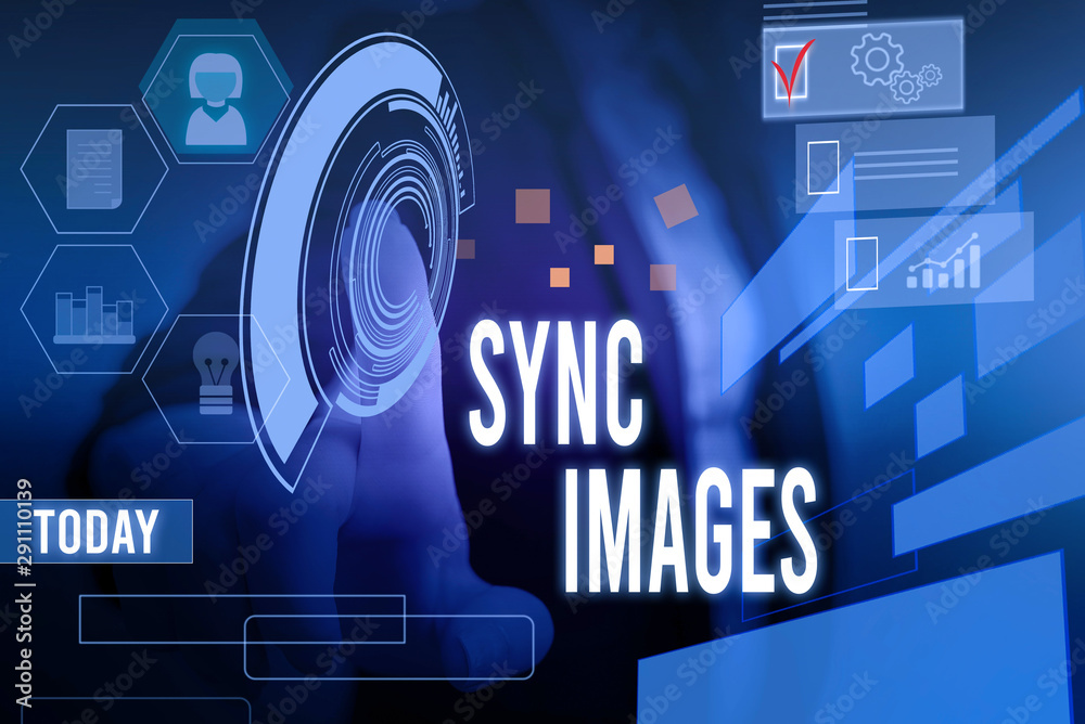 Conceptual hand writing showing Sync Images. Concept meaning Making ...