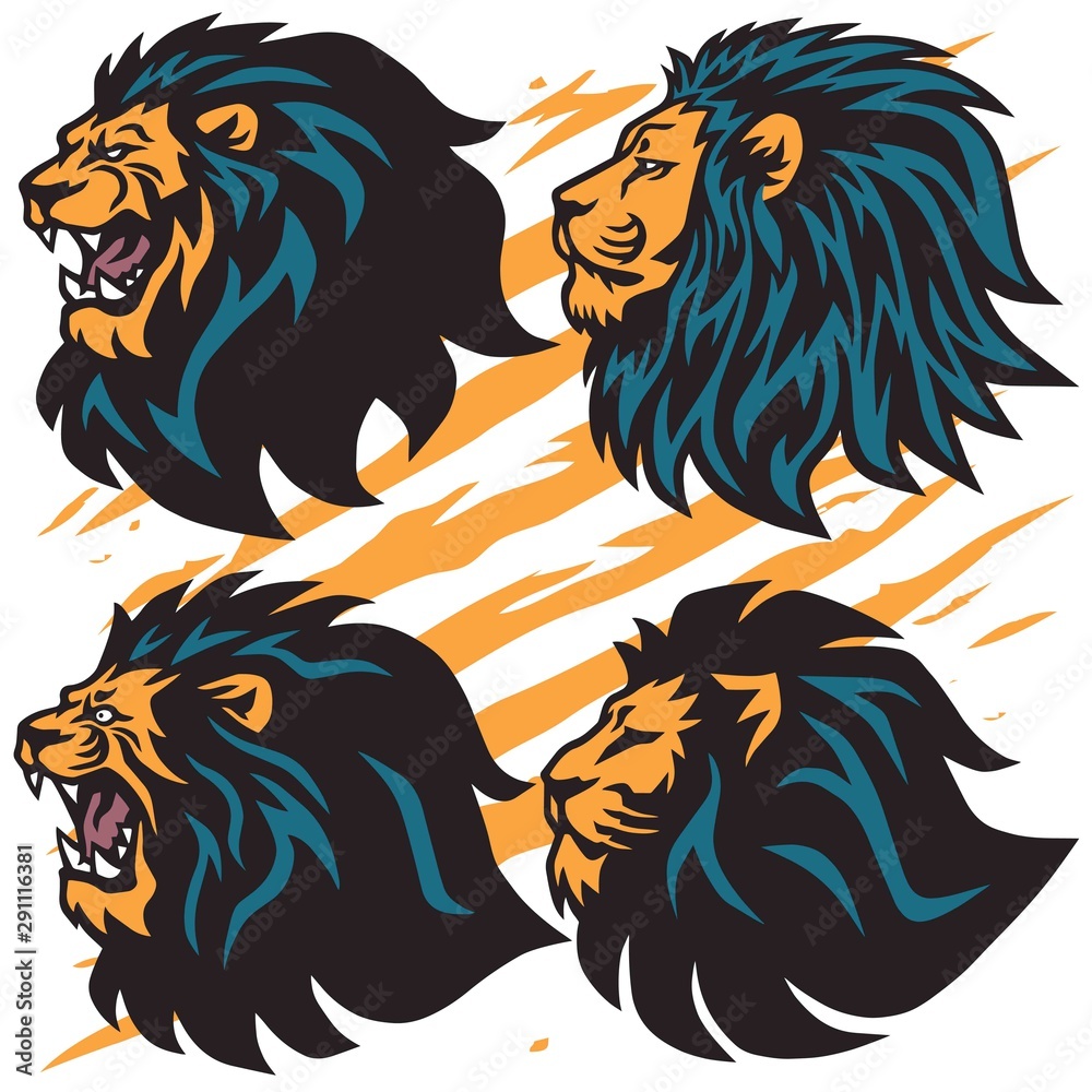 Lion Roar Logo Set Collection. Premium Design Vector Mascot ...