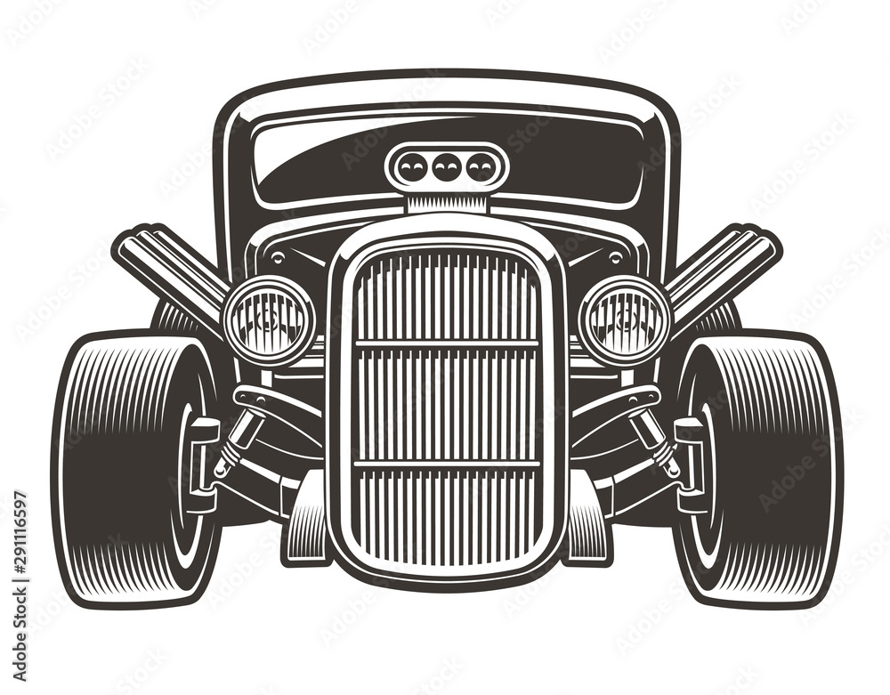 Vector illustration of hot rod in full face Stock Vector | Adobe Stock