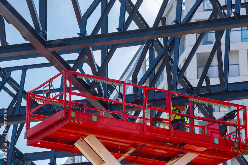 Professional installation work on a construction building site ...