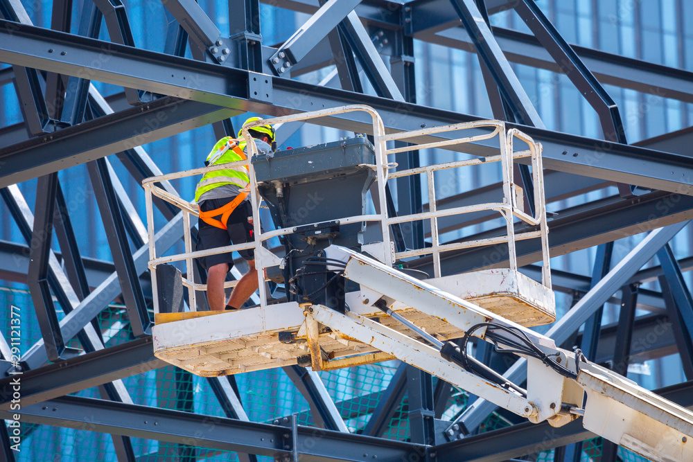 Professional installation work on a construction building site ...