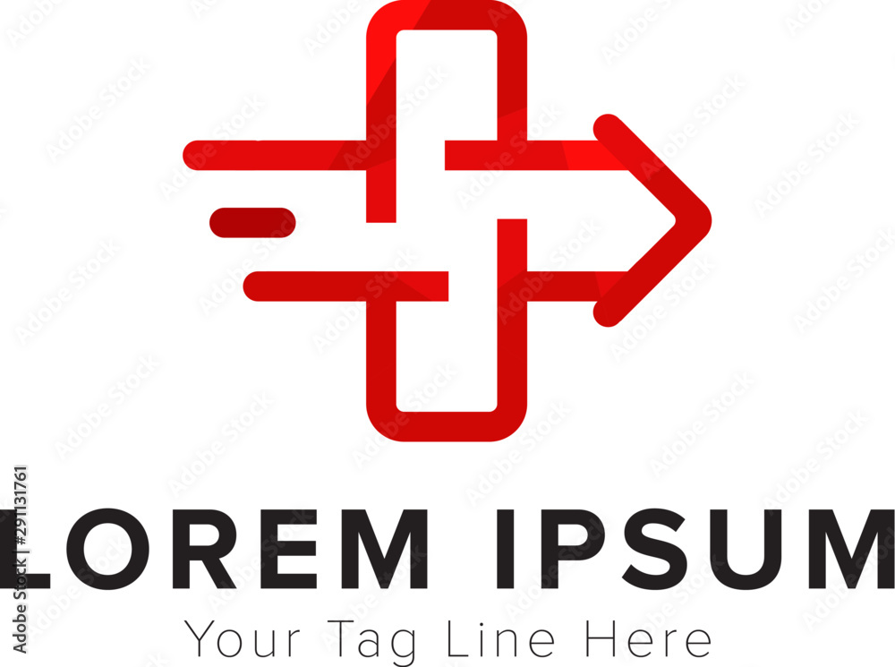 red arrow health care logo with line modern logo Stock Vector | Adobe Stock