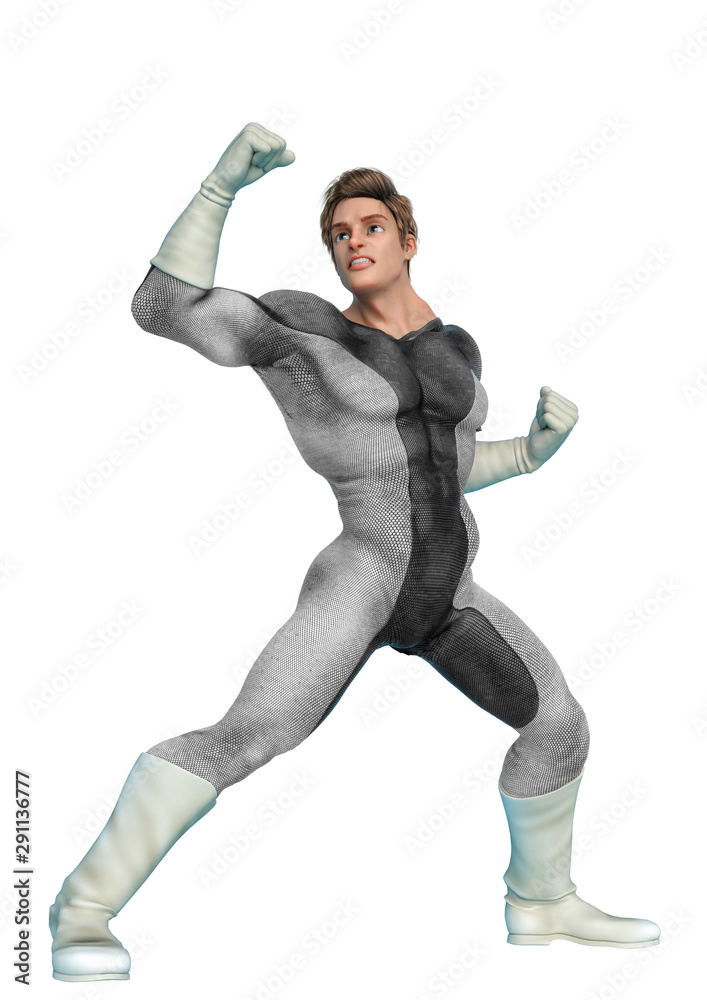 super power hero cartoon doing a super pose Stock Illustration | Adobe ...