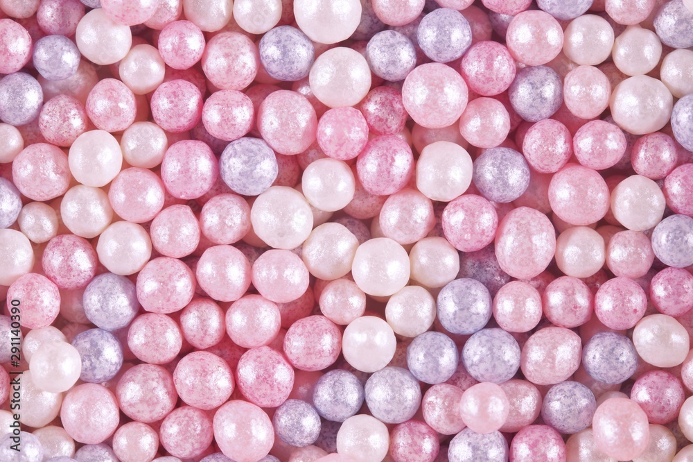 Decor for baking, colored pearls pattern, top view. sugar pearls of ...