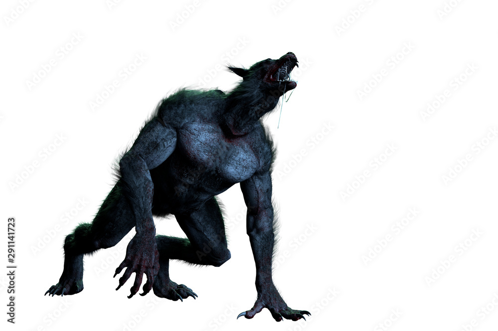 werewolf on white background 3D render Stock Illustration | Adobe Stock