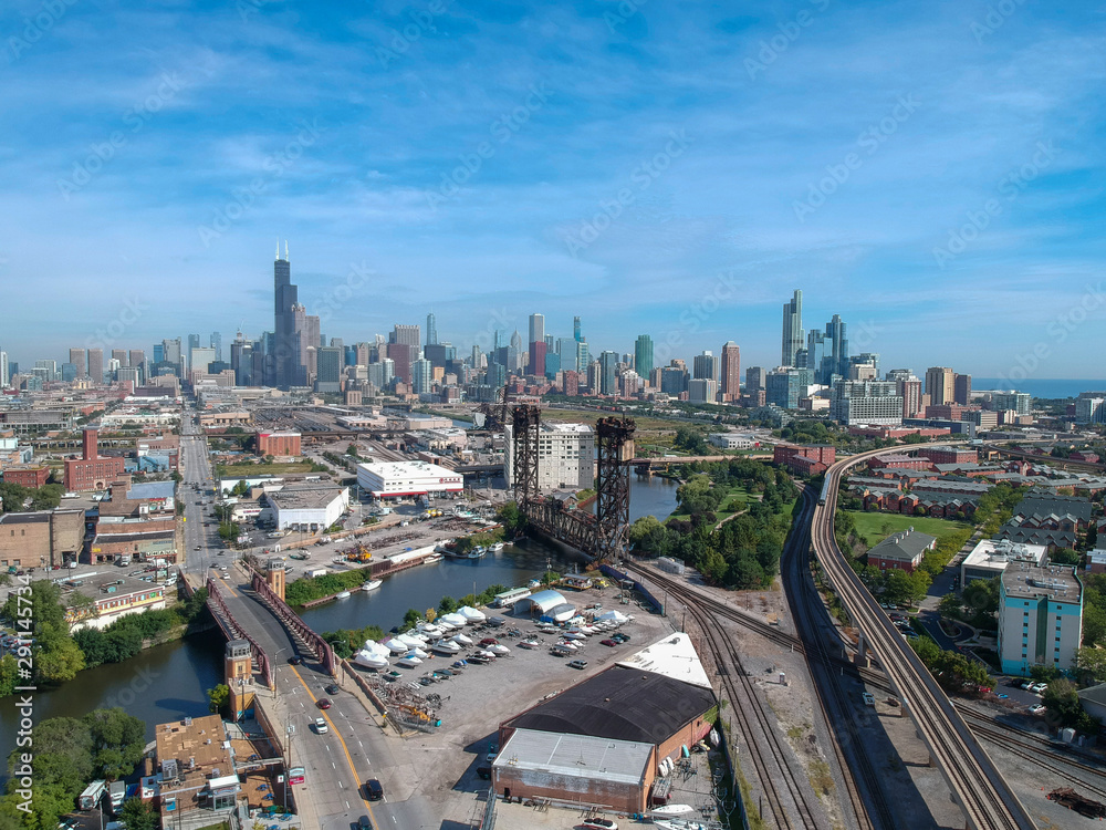 Fotografia do Stock: Chicago,Illinois/USA-September 19st, 2019: aerial ...