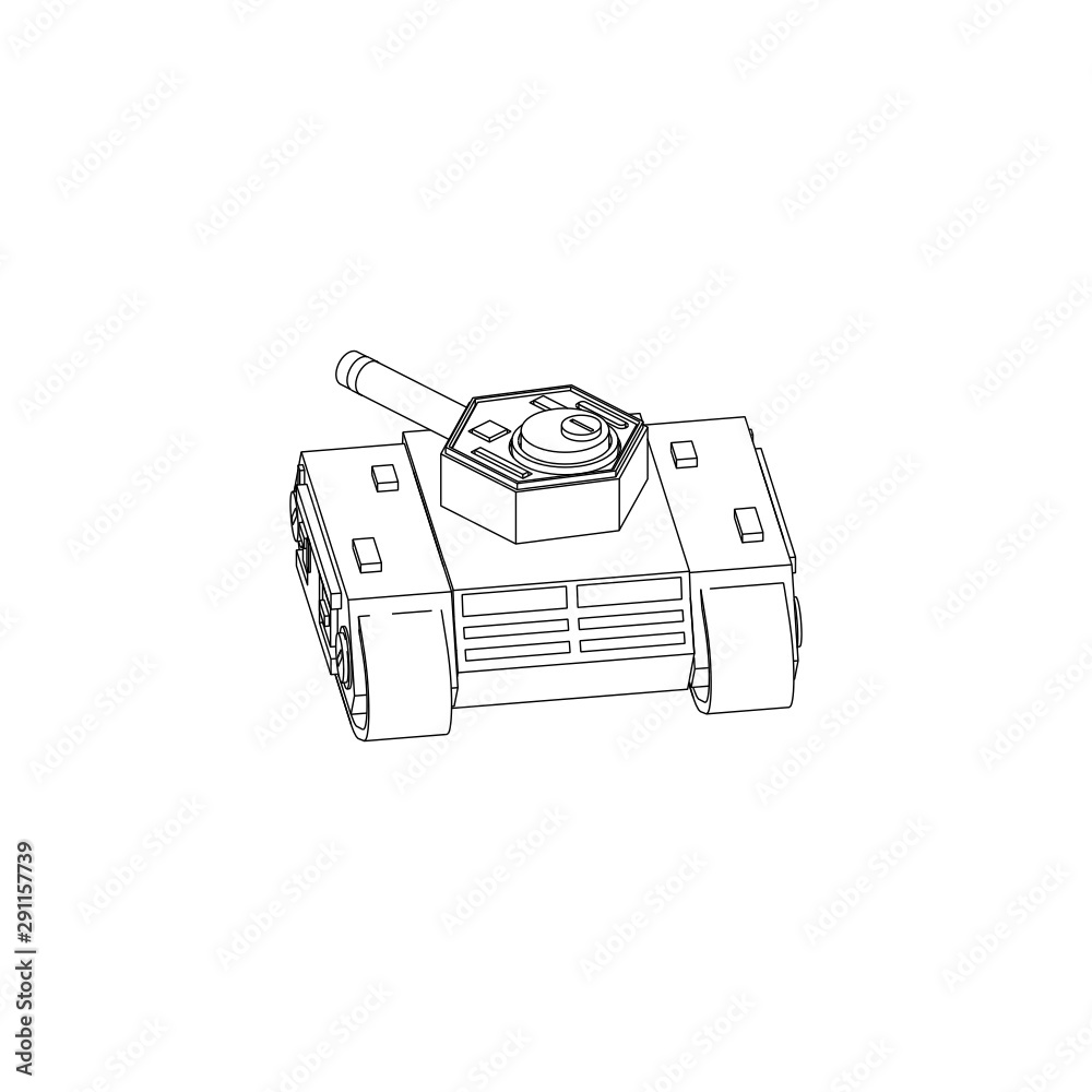 Isometric Sci Fi Tank Isolated line art images for coloring book or ...