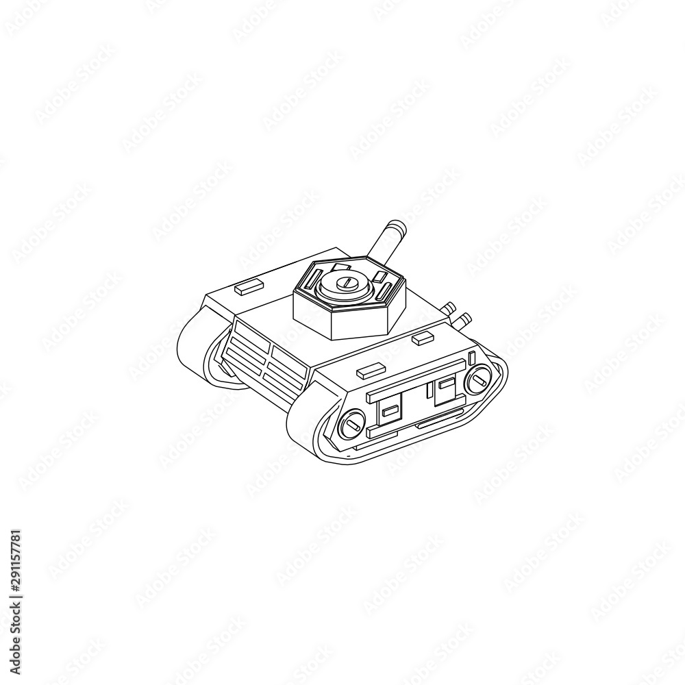 Isometric Sci Fi Tank Isolated line art images for coloring book or ...