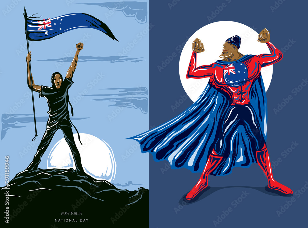 Super Hero with Australia Flag, Australian flag and color --Vector Art ...