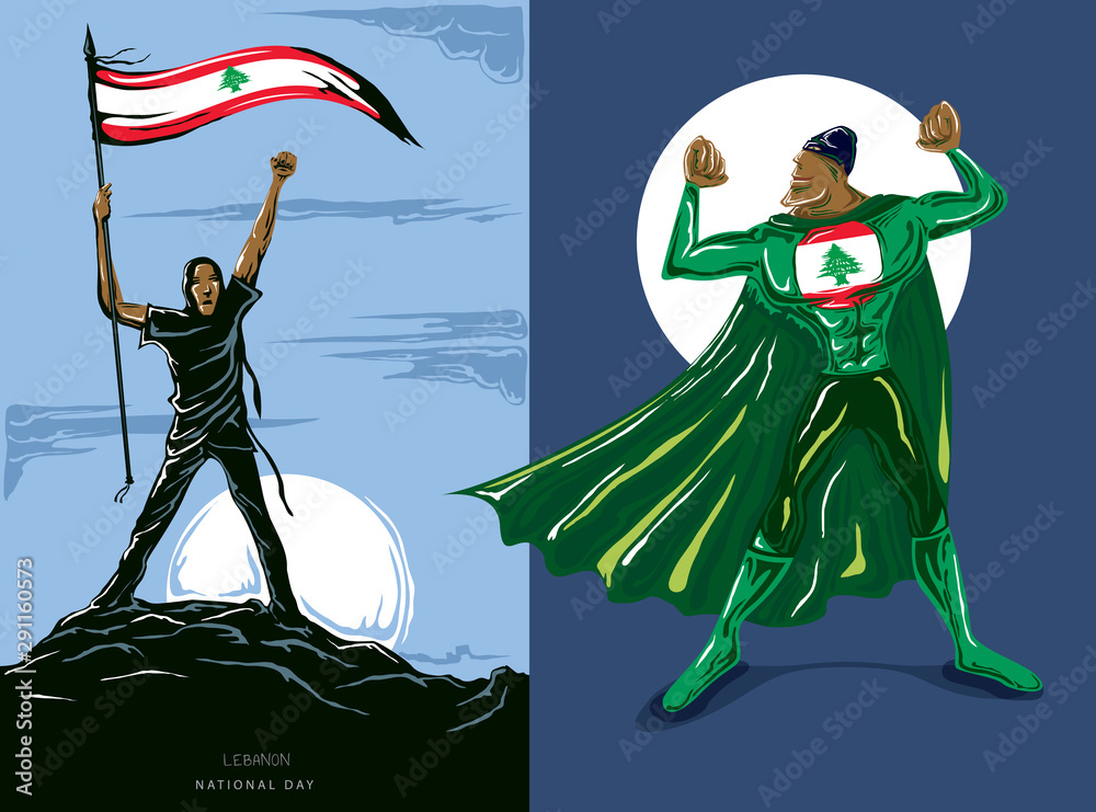 Super Hero with Lebanon Flag, Lebanese flag and color --Vector Art ...