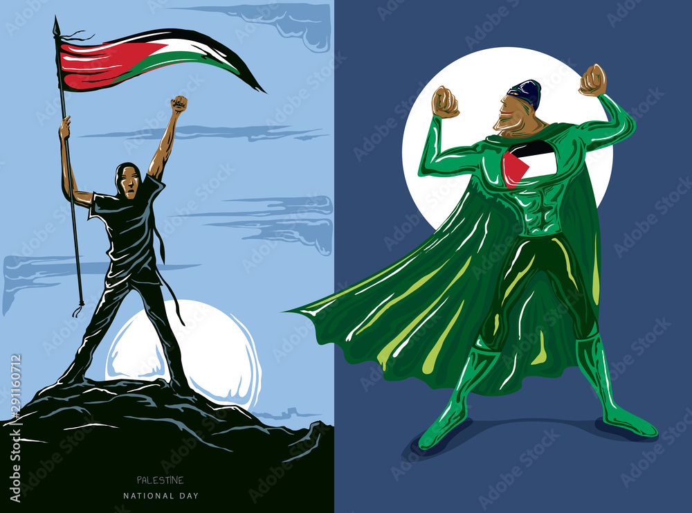 Super Hero with Palestine Flag, Palestinian flag and color --Vector Art ...