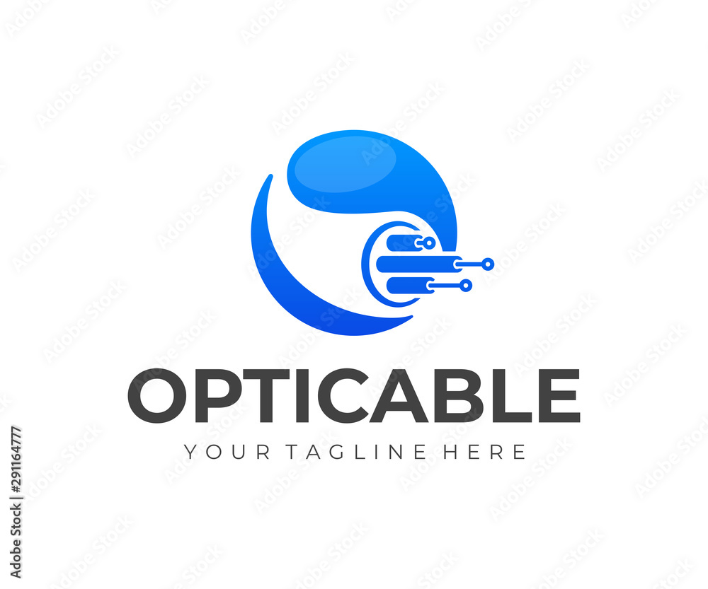 Optical fiber cable logo design. Internet connection vector design ...
