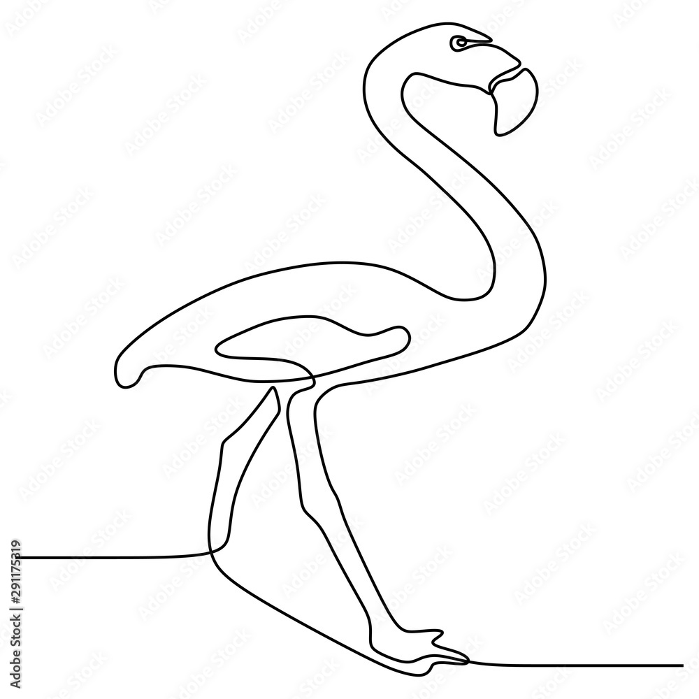 one line drawing of bird minimalism flamingo animal trendy design ...