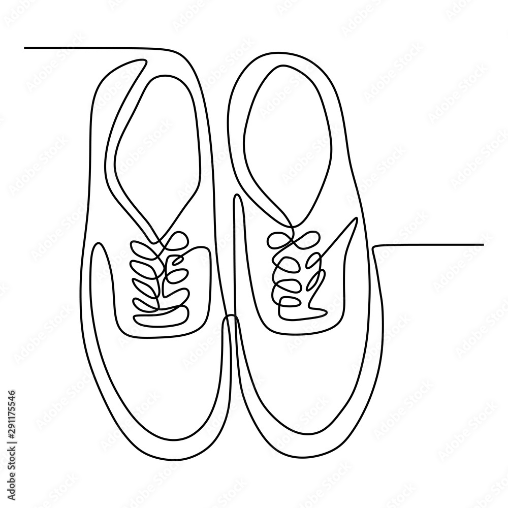 Continuous one line drawing of shoes minimalist design vector ...