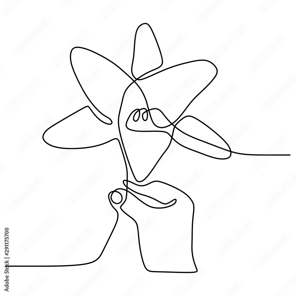 Poster continuous one line drawing lily flower isolated on white ...