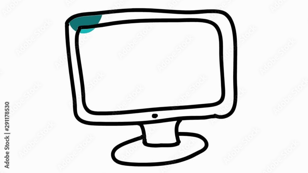 computer monitor icon cartoon hand drawn illustration animation sketch ...
