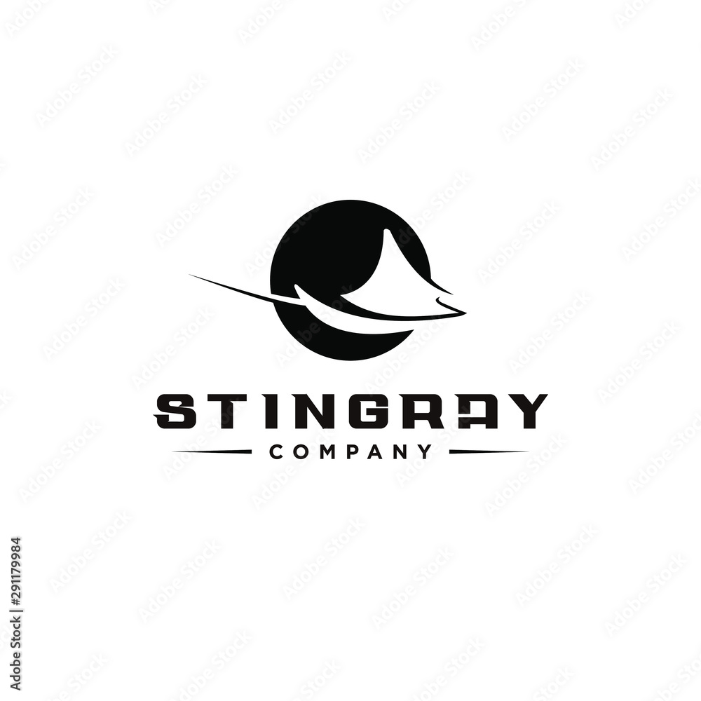Animal logo design stingray fish in simple modern bold black vector ...