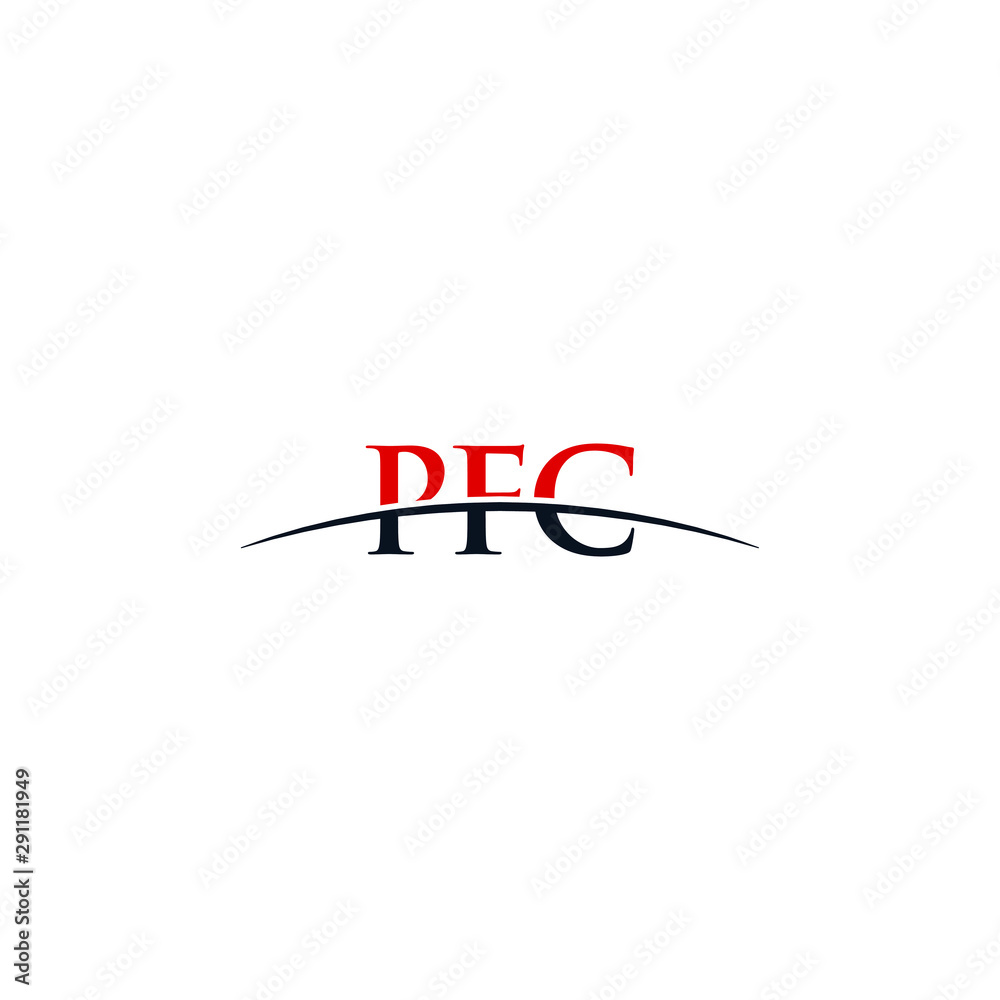 Initial letter PFC, overlapping movement swoosh horizon logo company ...